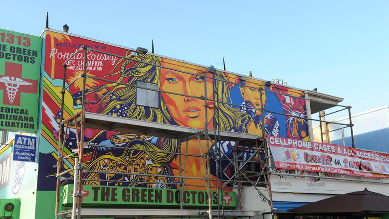 Confira em time lapse a pintura do mural de Ronda Rousey, na Califórnia ...
