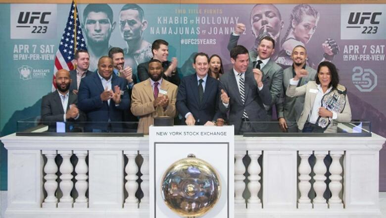 UFC champs tour stock exchange, ring opening bell | UFC