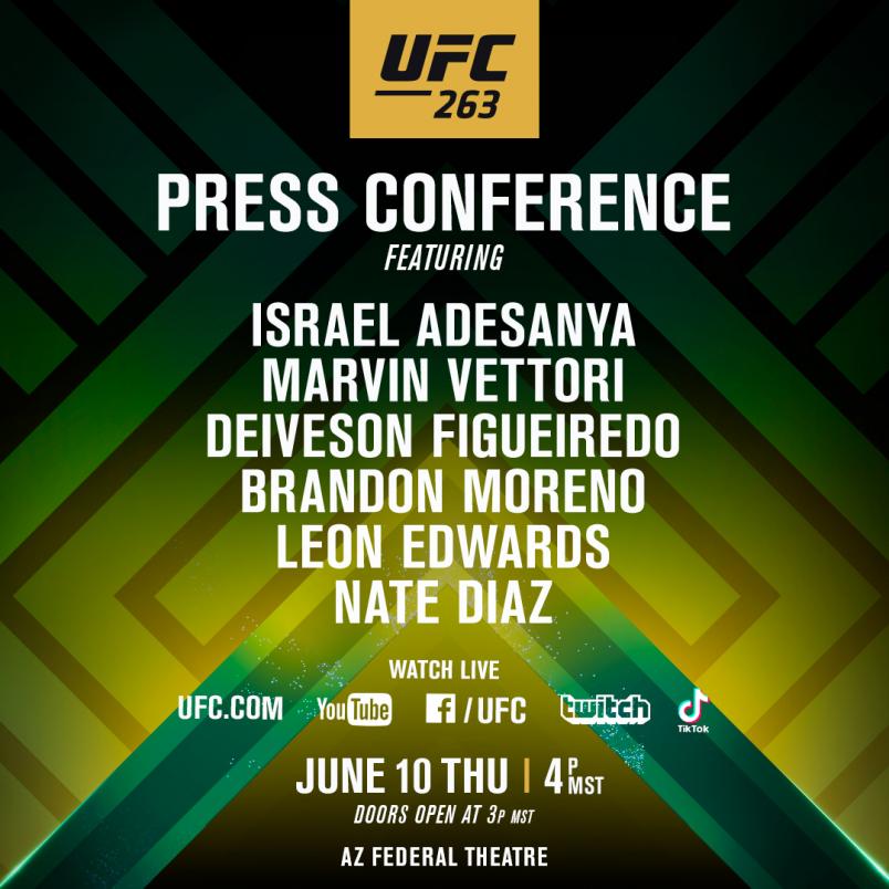 UFC 263: Adesanya vs Vettori 2 Public Events Schedule | UFC